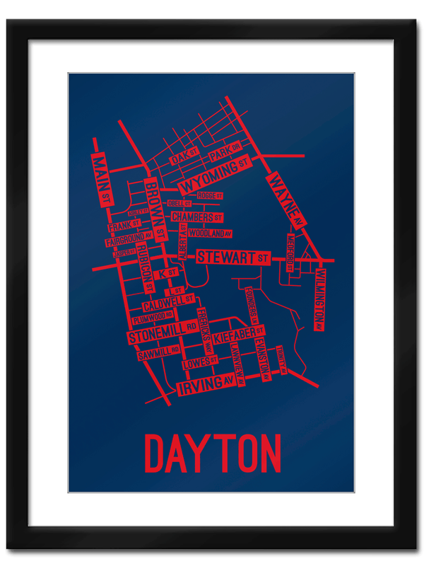 Dayton, Ohio Street Map - School Street Posters