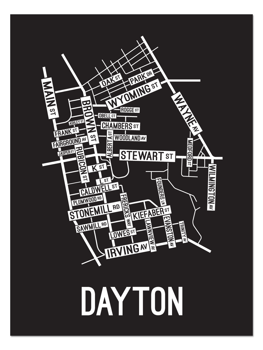 Dayton, Ohio Street Map - School Street Posters