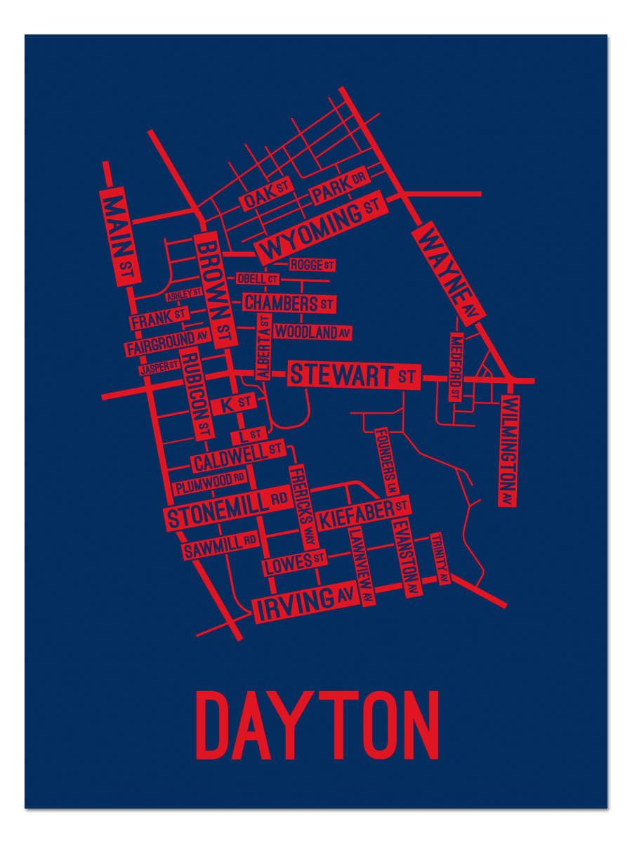 Dayton, Ohio Street Map - School Street Posters