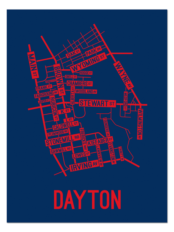 Dayton, Ohio Street Map - School Street Posters