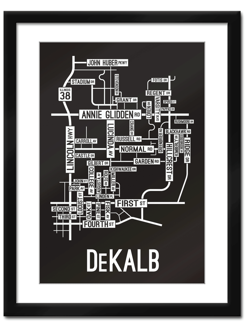 DeKalb, Illinois Street Map - School Street Posters