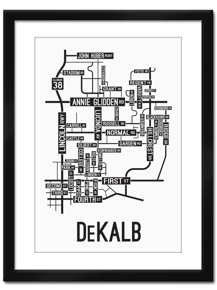 DeKalb, Illinois Street Map - School Street Posters