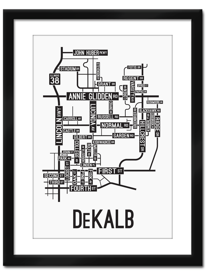 DeKalb, Illinois Street Map - School Street Posters