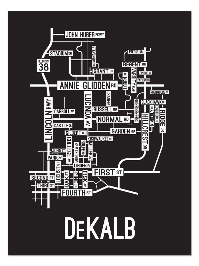 DeKalb, Illinois Street Map - School Street Posters
