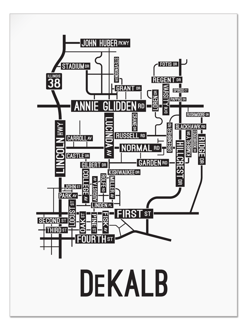 DeKalb, Illinois Street Map - School Street Posters