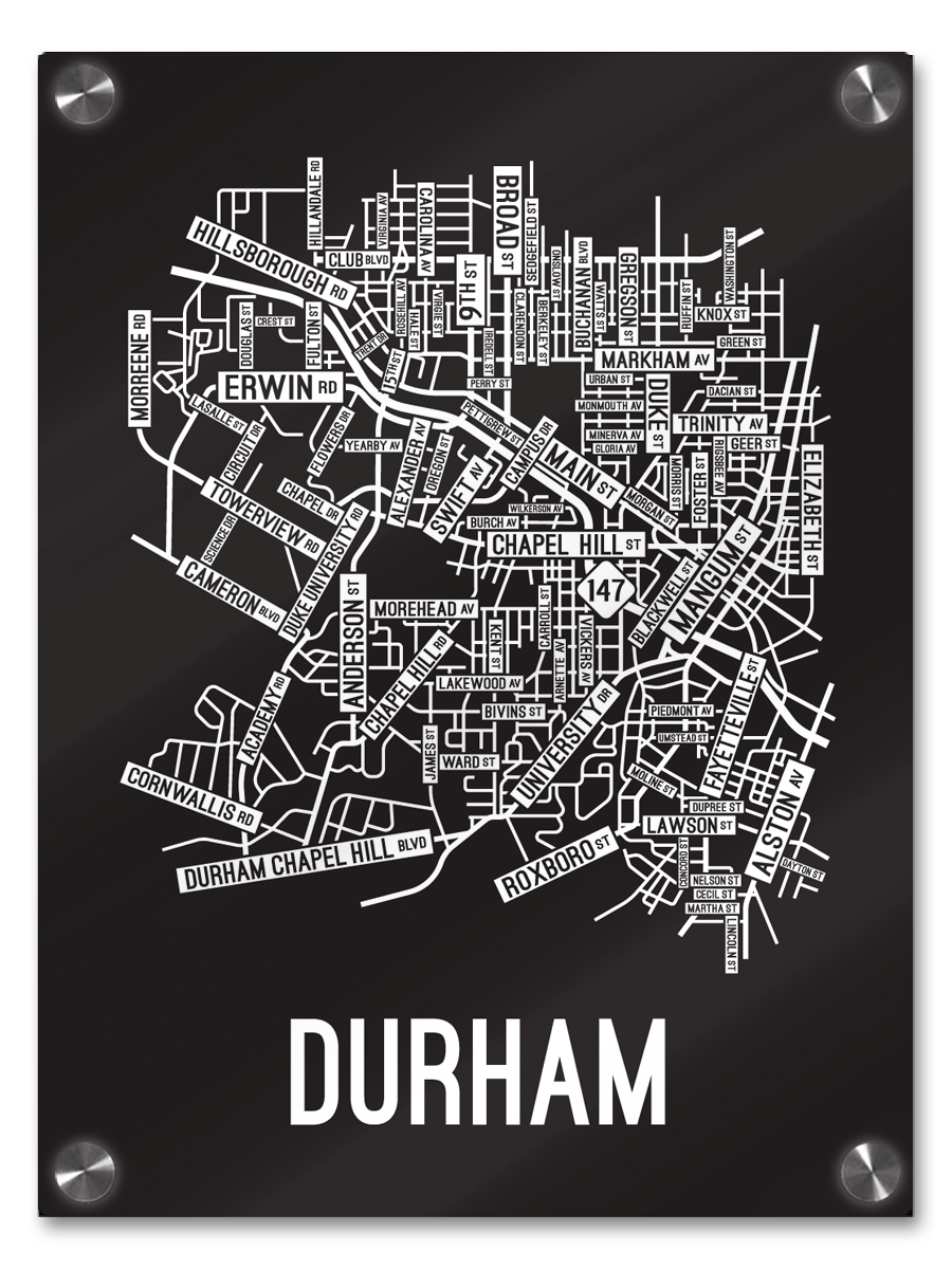 Durham, North Carolina Street Map Poster | School Street Posters