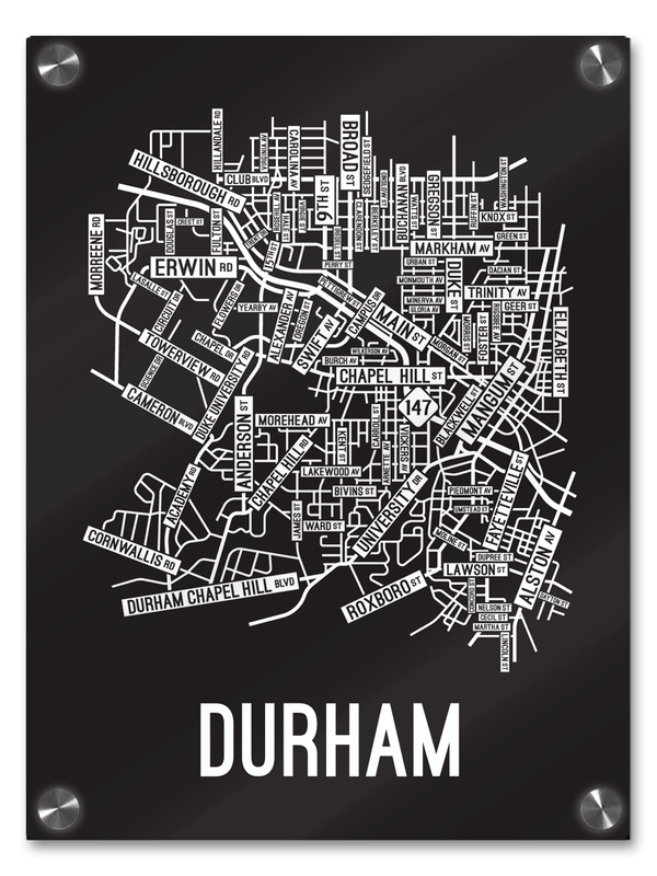 Durham, North Carolina Street Map Poster | School Street Posters