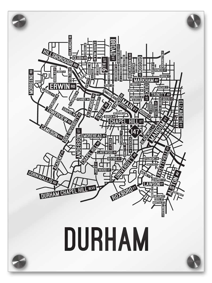 Durham, North Carolina Street Map Poster | School Street Posters