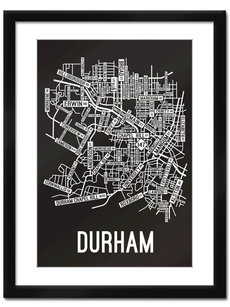 Durham, North Carolina Street Map Poster | School Street Posters
