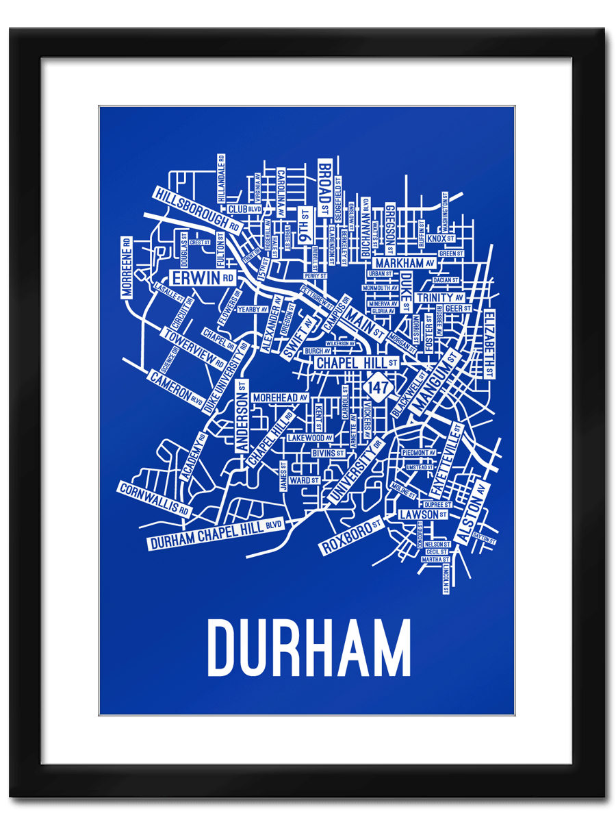 Durham, North Carolina Street Map Poster | School Street Posters