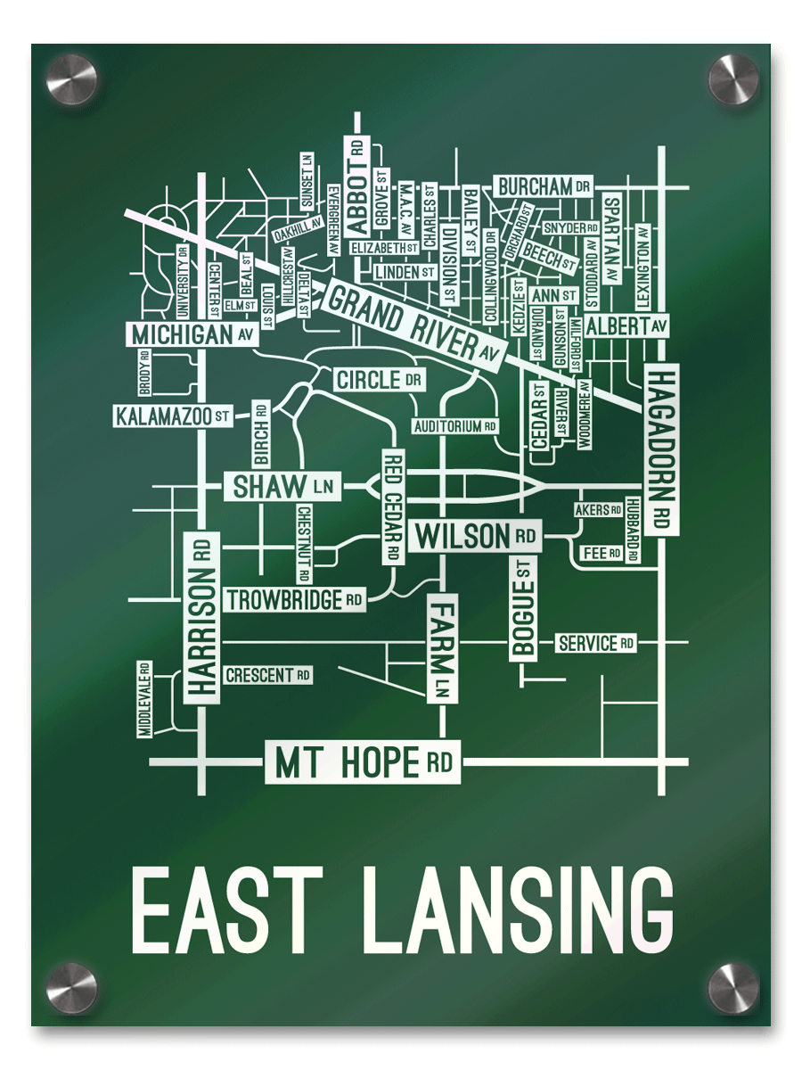 East Lansing, Michigan Street Map Print | School Street Posters