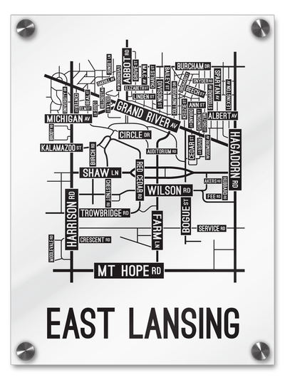 East Lansing, Michigan Street Map Print | School Street Posters
