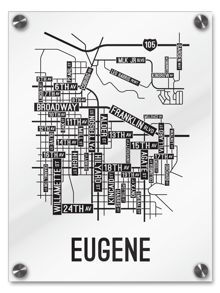 Eugene, Oregon Street Map - School Street Posters