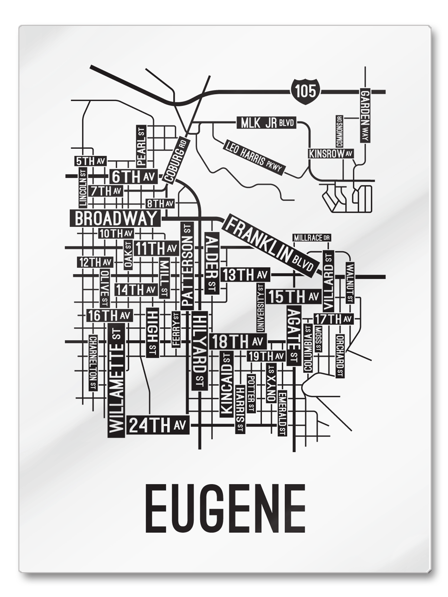 Eugene, Oregon Street Map - School Street Posters