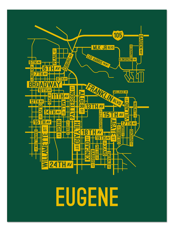 Eugene, Oregon Street Map - School Street Posters