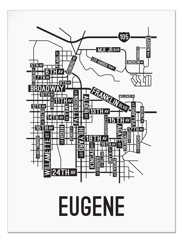 Eugene, Oregon Street Map - School Street Posters