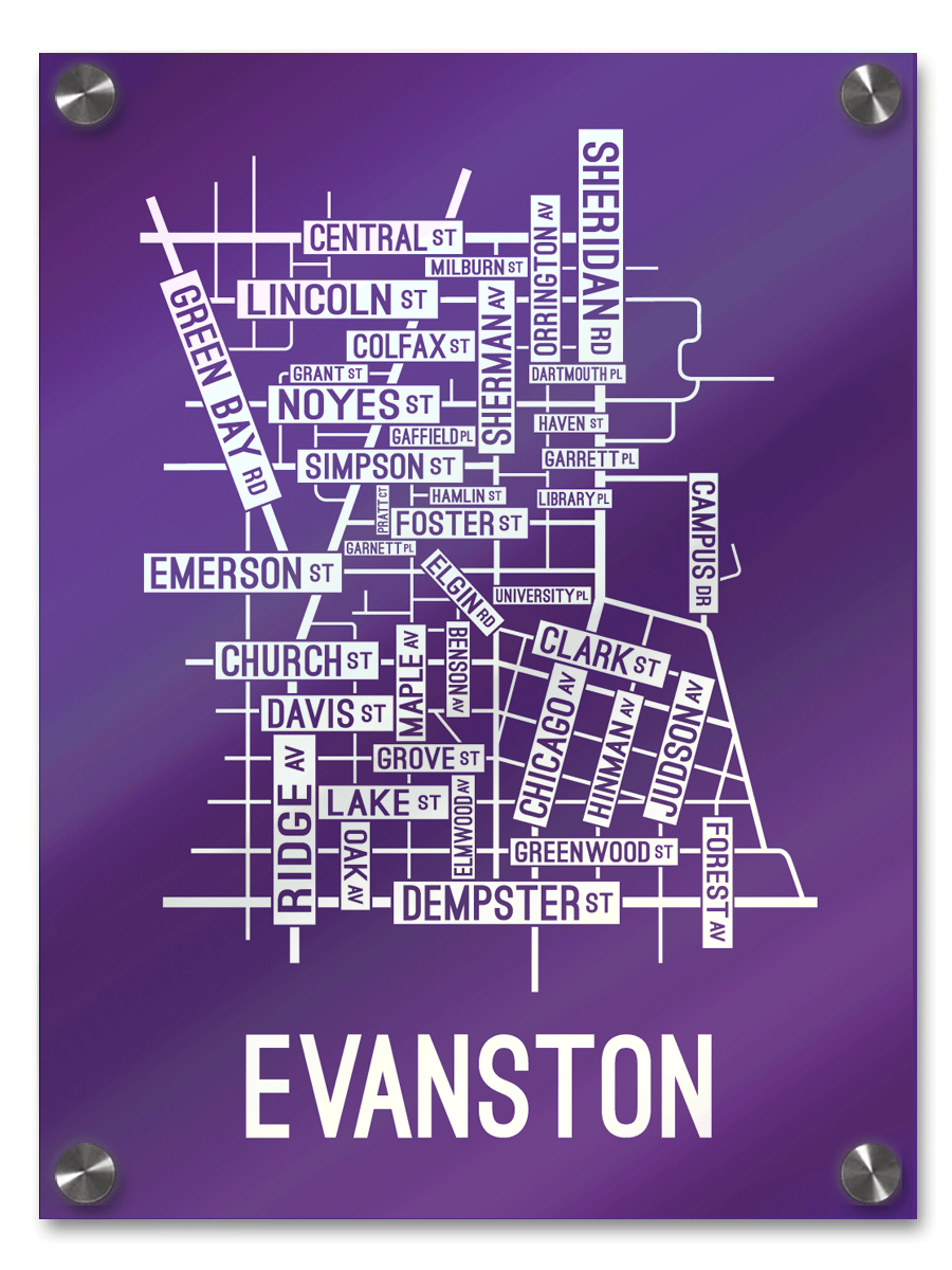 Evanston, Illinois Street Map - School Street Posters
