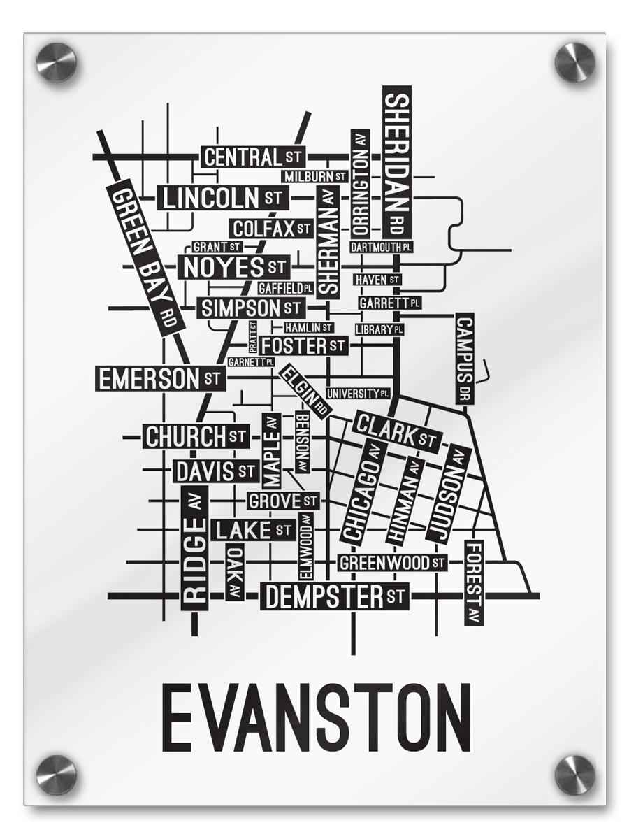 Evanston, Illinois Street Map - School Street Posters