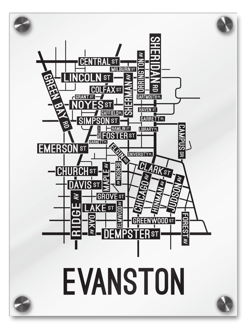 Evanston, Illinois Street Map - School Street Posters