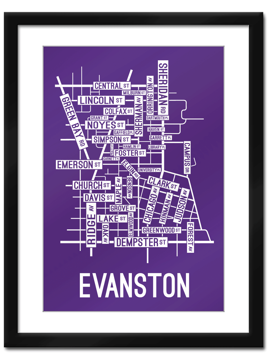 Evanston, Illinois Street Map - School Street Posters