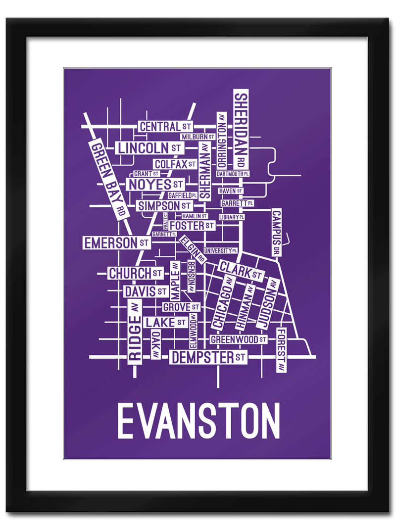 Evanston, Illinois Street Map - School Street Posters