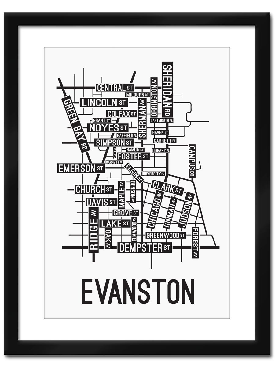 Evanston, Illinois Street Map - School Street Posters