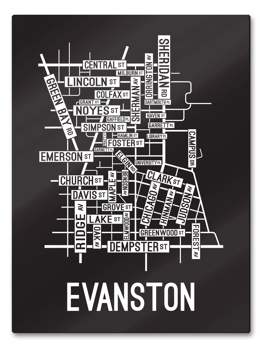 Evanston, Illinois Street Map - School Street Posters