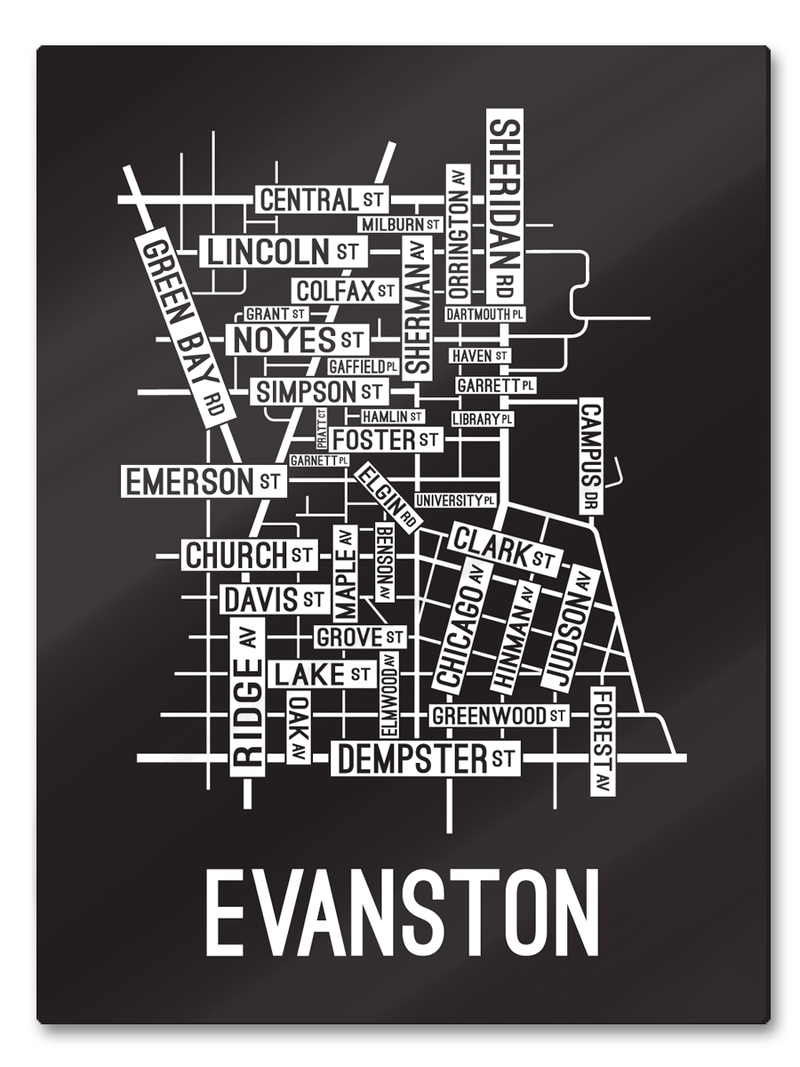 Evanston, Illinois Street Map - School Street Posters