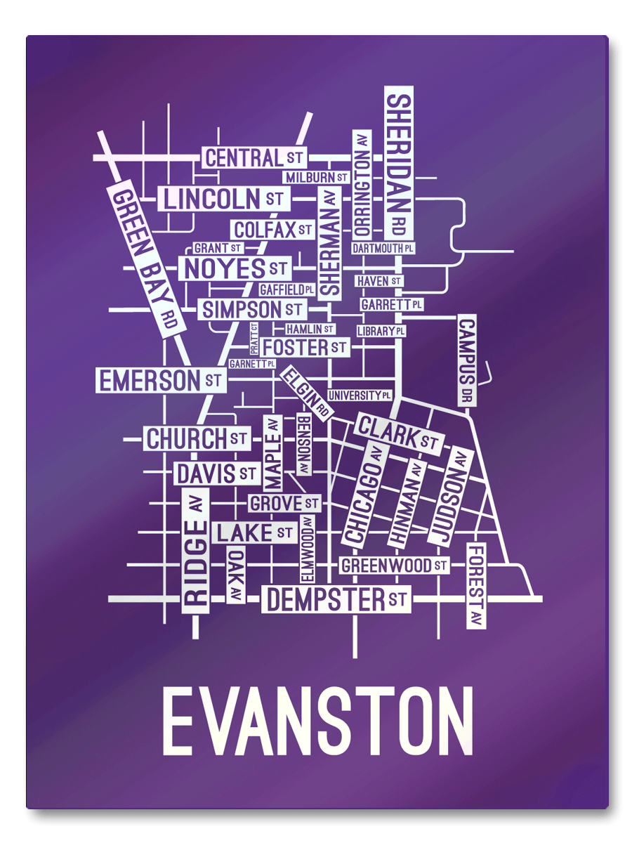 Evanston, Illinois Street Map - School Street Posters