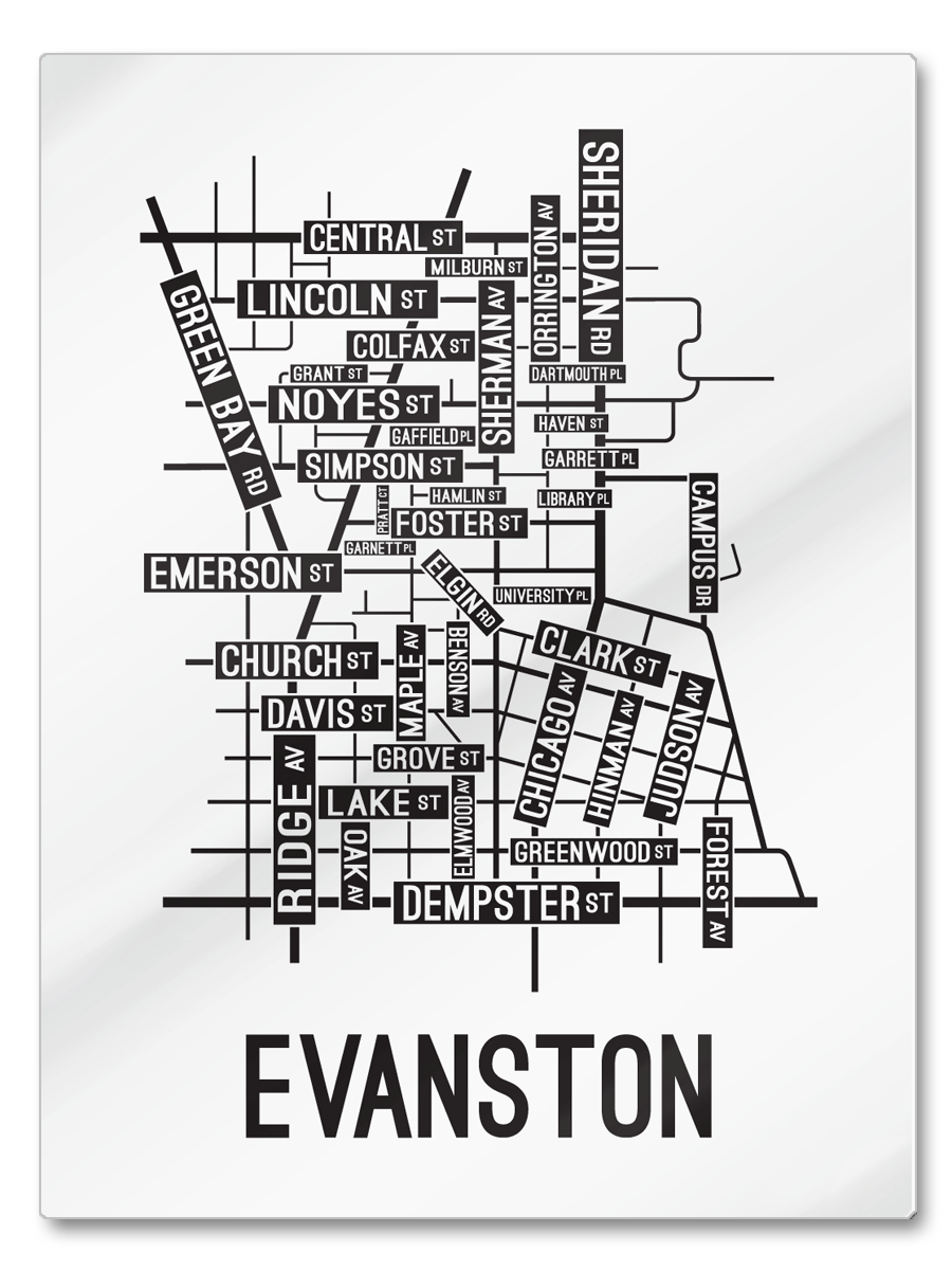 Evanston, Illinois Street Map - School Street Posters