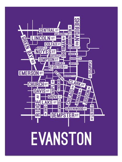 Evanston, Illinois Street Map - School Street Posters