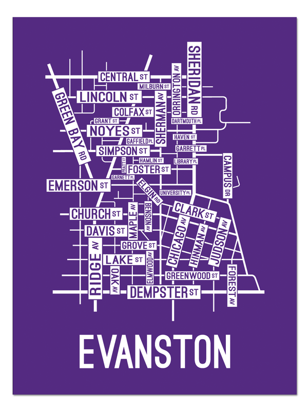 Evanston, Illinois Street Map - School Street Posters
