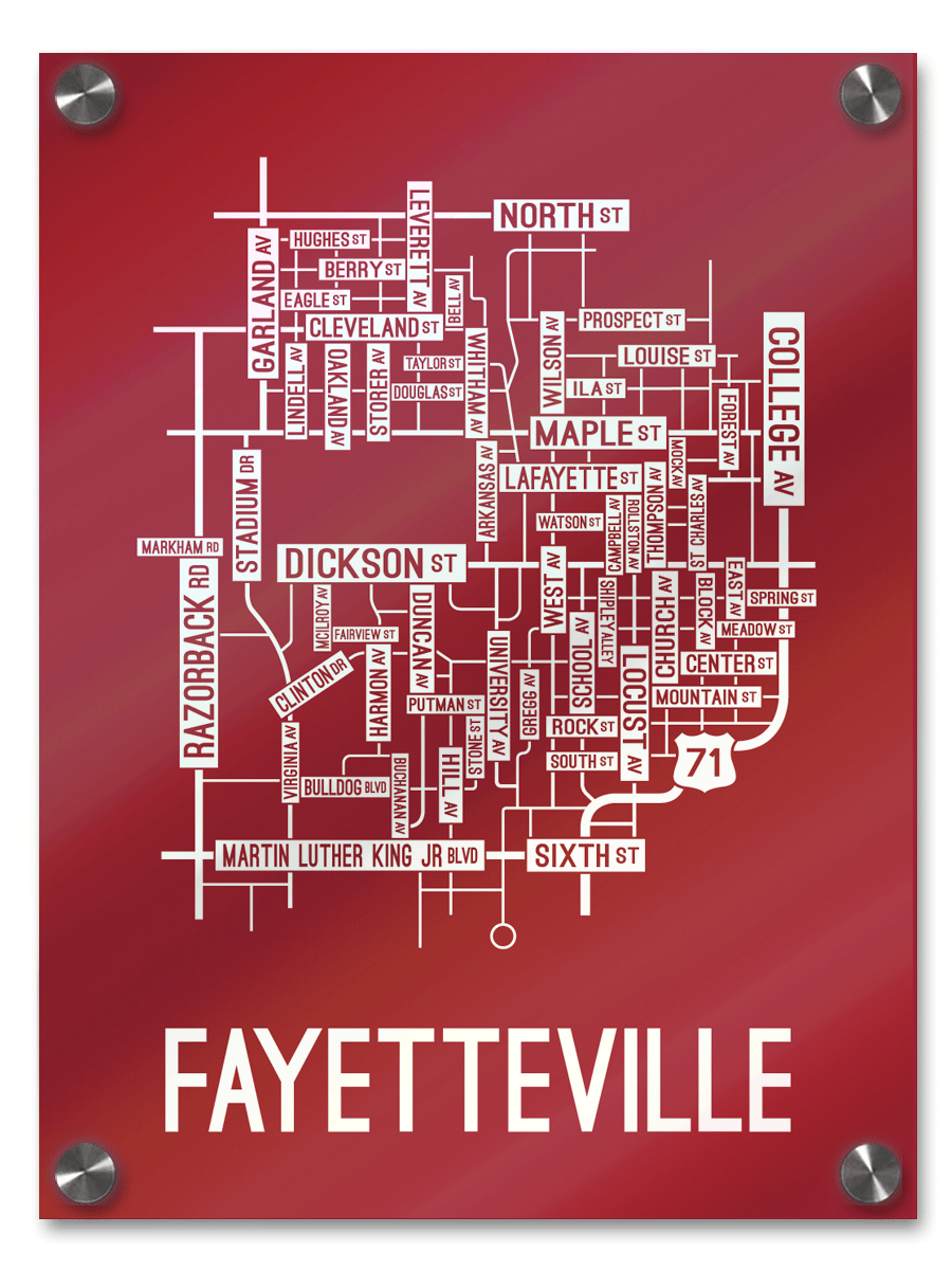 Fayetteville, Arkansas Street Map - School Street Posters