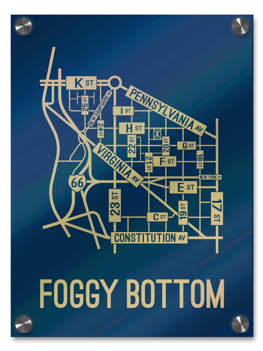 Foggy Bottom, Washington D.C. Street Map - School Street Posters