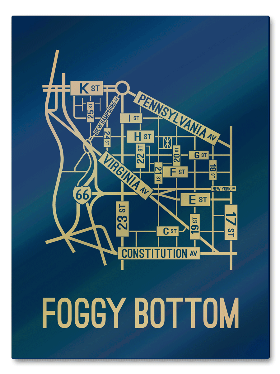 Foggy Bottom, Washington D.C. Street Map - School Street Posters