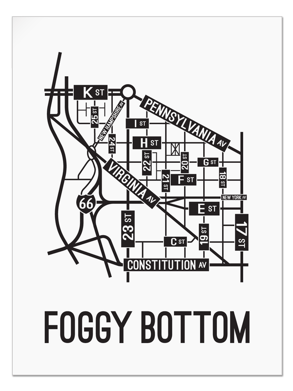 Foggy Bottom, Washington D.C. Street Map - School Street Posters
