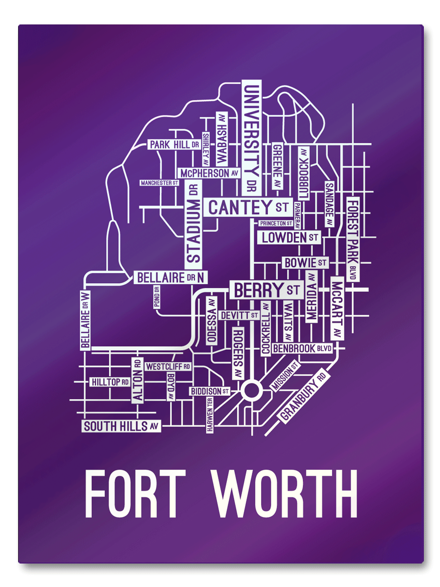Fort Worth, Texas Street Map - School Street Posters
