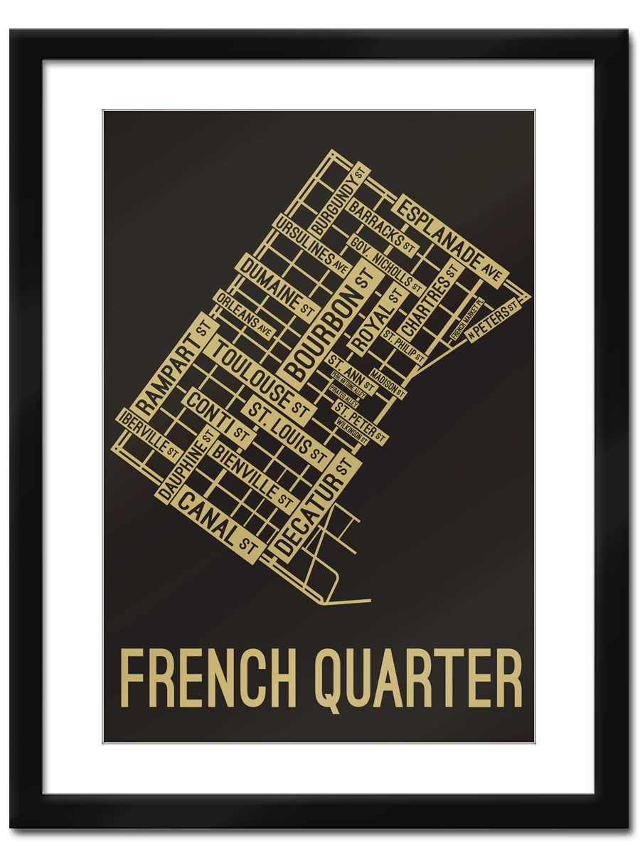 French Quarter, New Orleans Street Map - School Street Posters