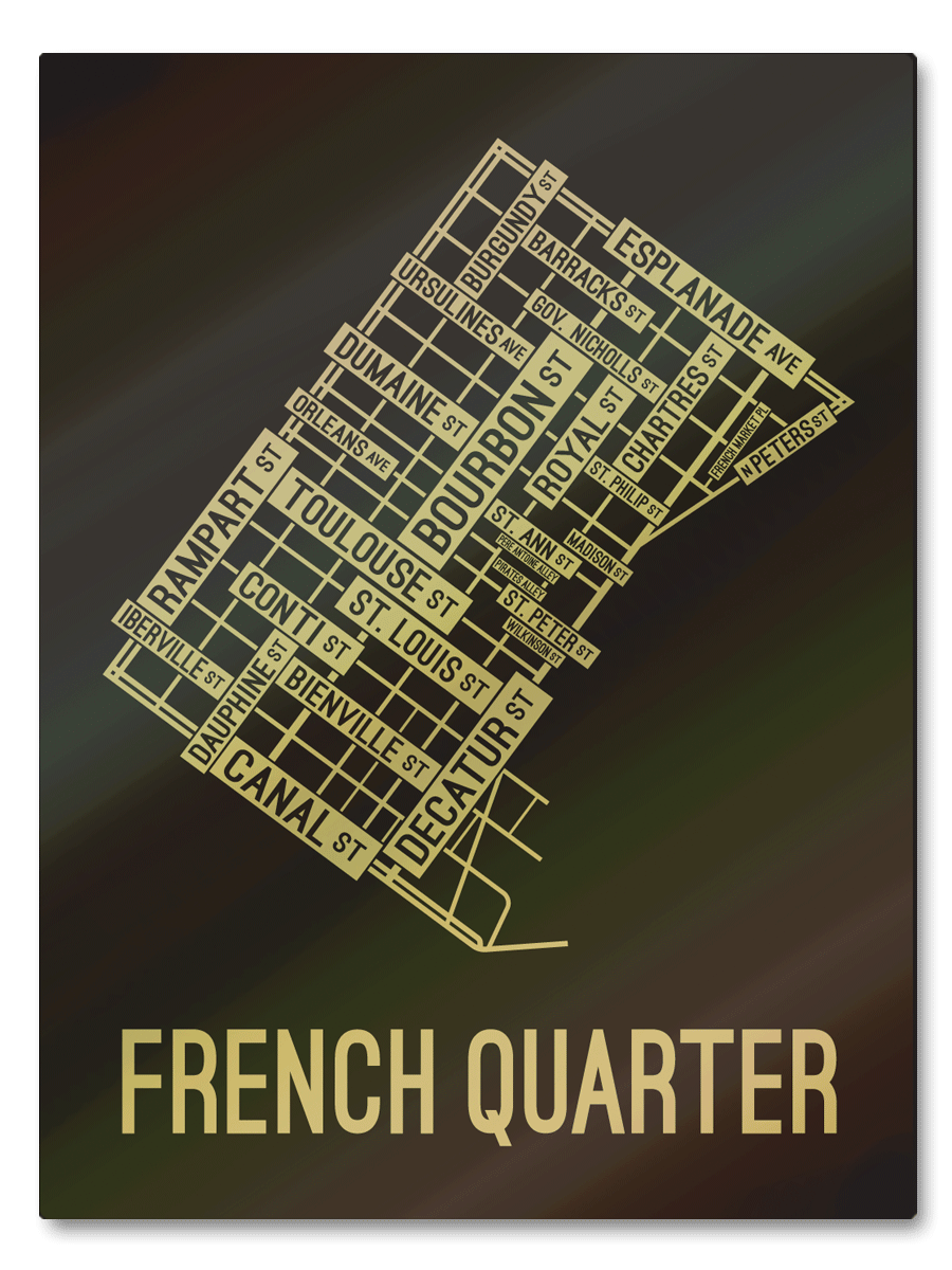 French Quarter, New Orleans Street Map - School Street Posters