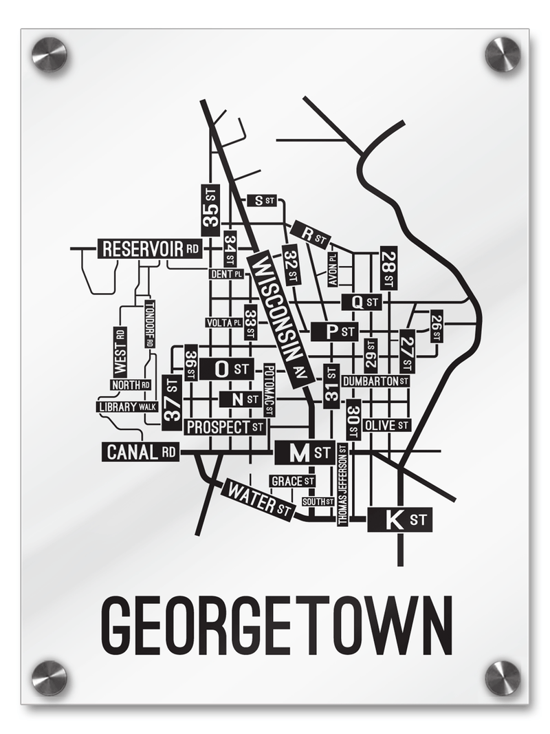 Georgetown, Washington D.C. Street Map - School Street Posters