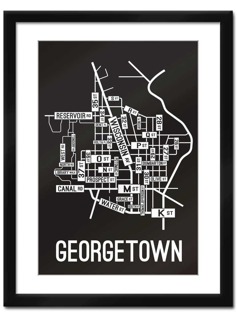 Georgetown, Washington D.C. Street Map - School Street Posters
