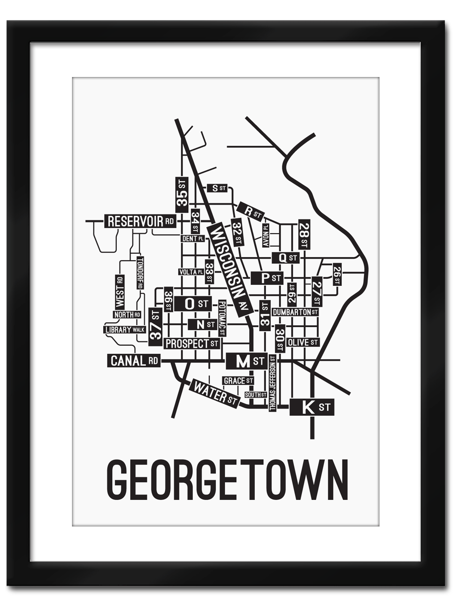 Georgetown, Washington D.C. Street Map - School Street Posters