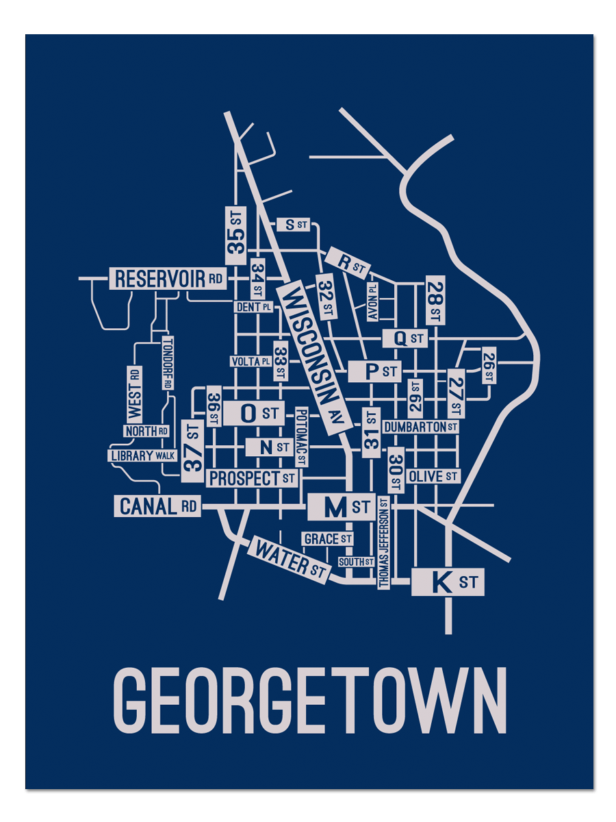 Georgetown, Washington D.C. Street Map - School Street Posters