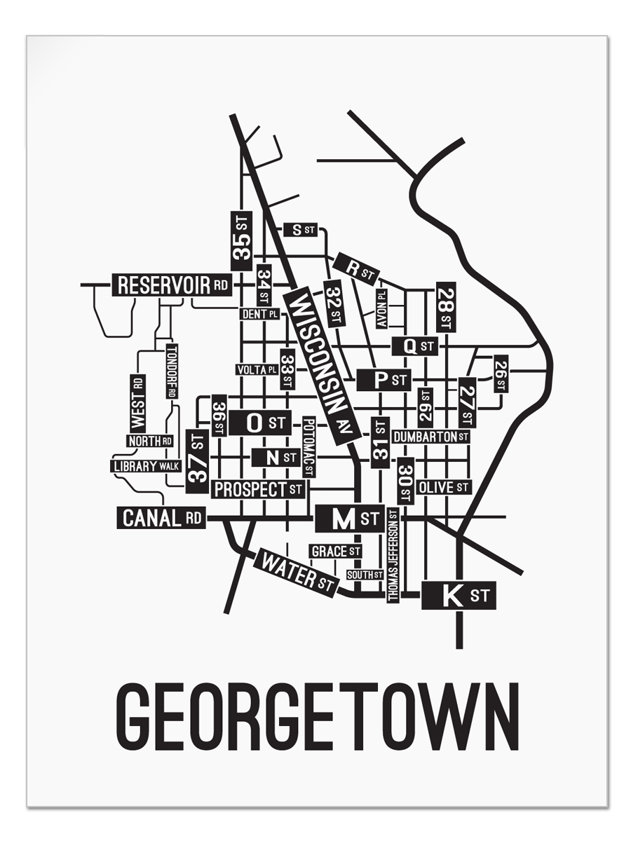 Georgetown, Washington D.C. Street Map - School Street Posters