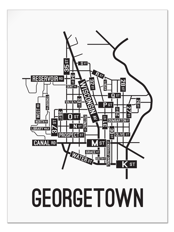Georgetown, Washington D.C. Street Map - School Street Posters