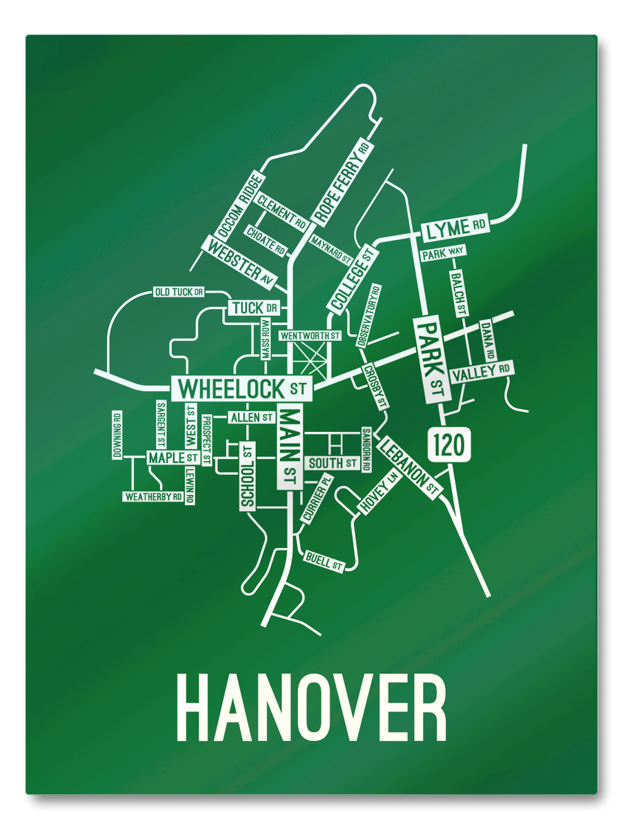 Hanover, New Hampshire Street Map - School Street Posters
