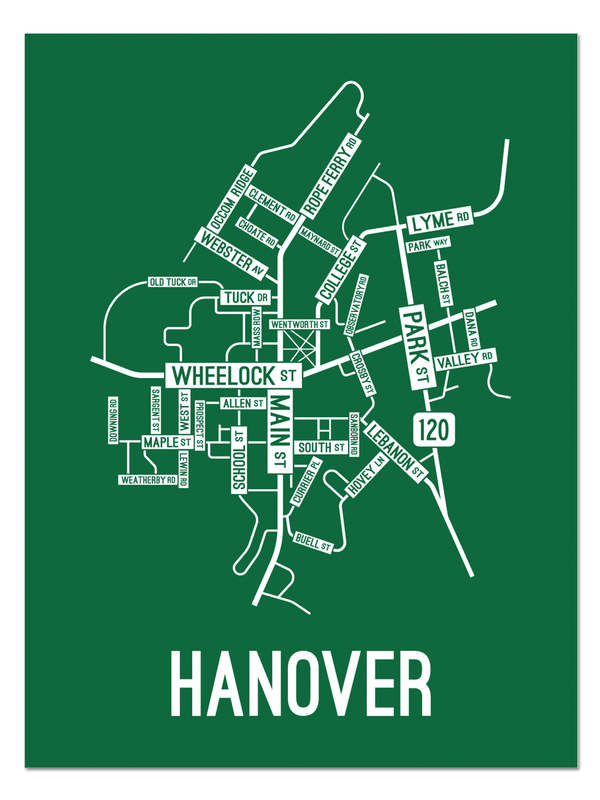 Hanover, New Hampshire Street Map - School Street Posters