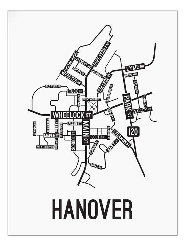 Hanover, New Hampshire Street Map - School Street Posters