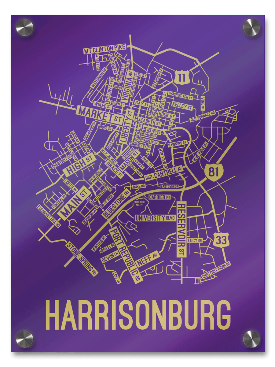 Harrisonburg Virginia Street Map School Street Posters