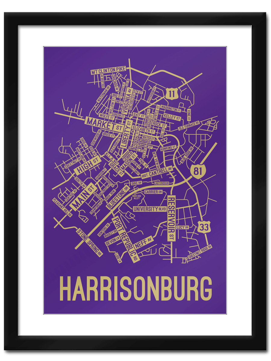 Harrisonburg, Virginia Street Map - School Street Posters